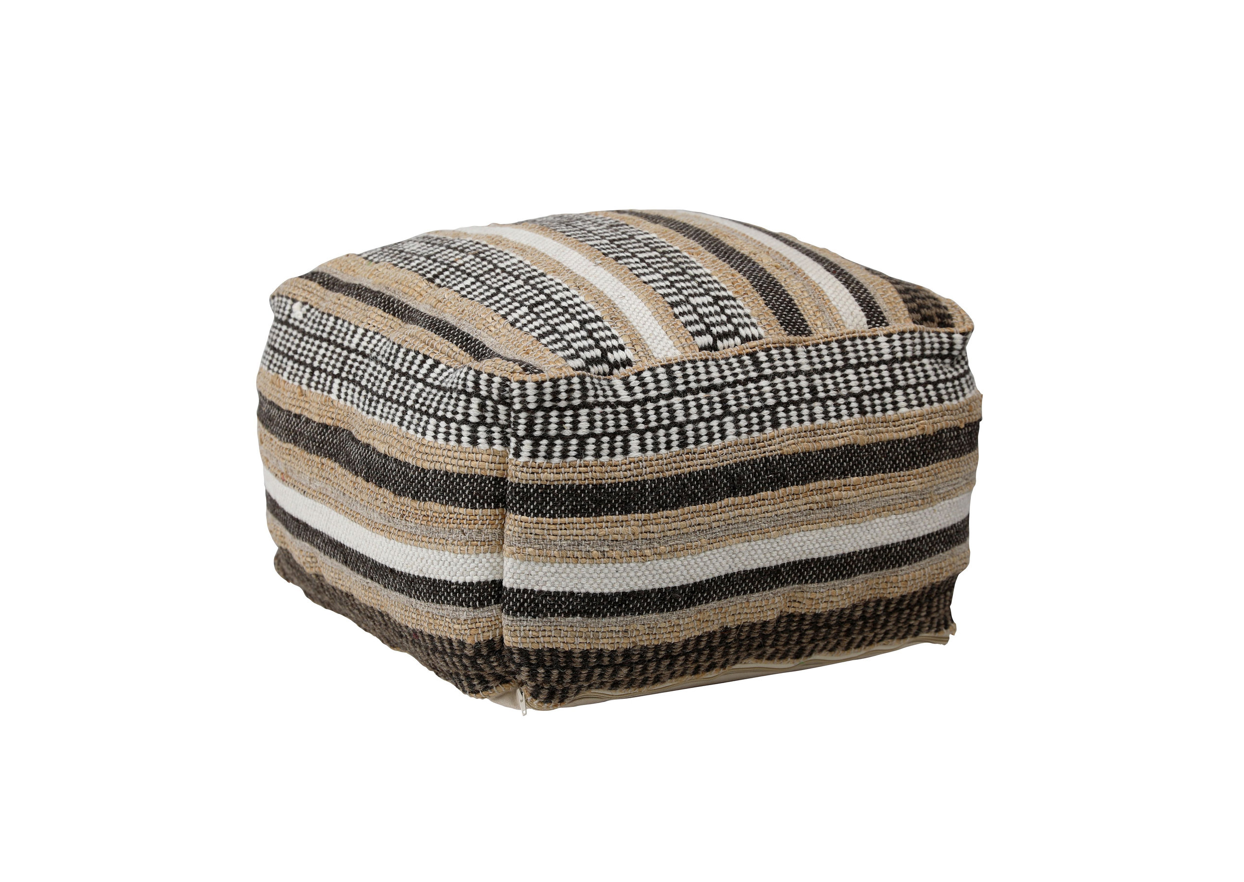 Cheshire Wool Upholstered Pouf, Multicolor - Beach Style - Floor ...