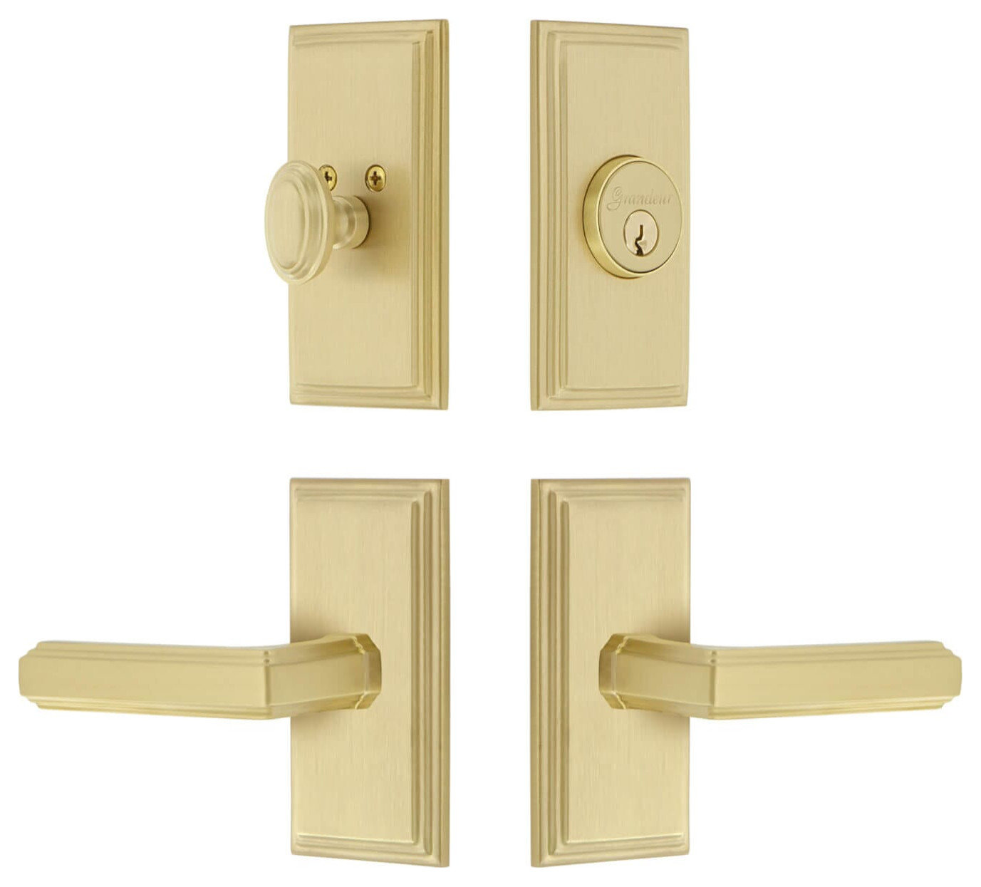 Grandeur Carre Short Plate Entry Set with Carre Lever - Transitional ...