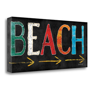 36" Bright Colorful Beach Sign Giclee Print on Gallery Wrap Canvas Wall ...