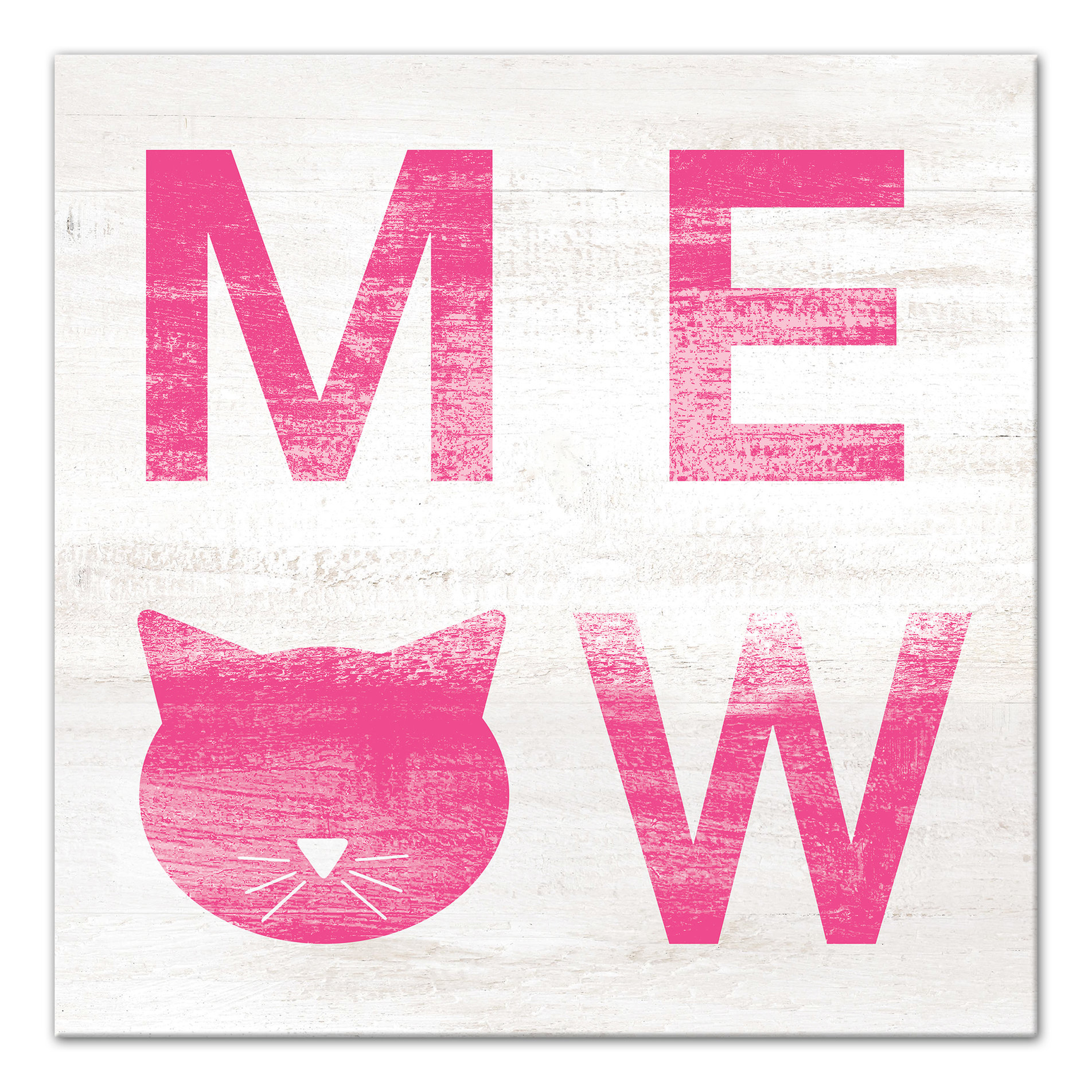 Designs Direct Meow Distressed Pink Wall Art, 36x36 - Contemporary ...