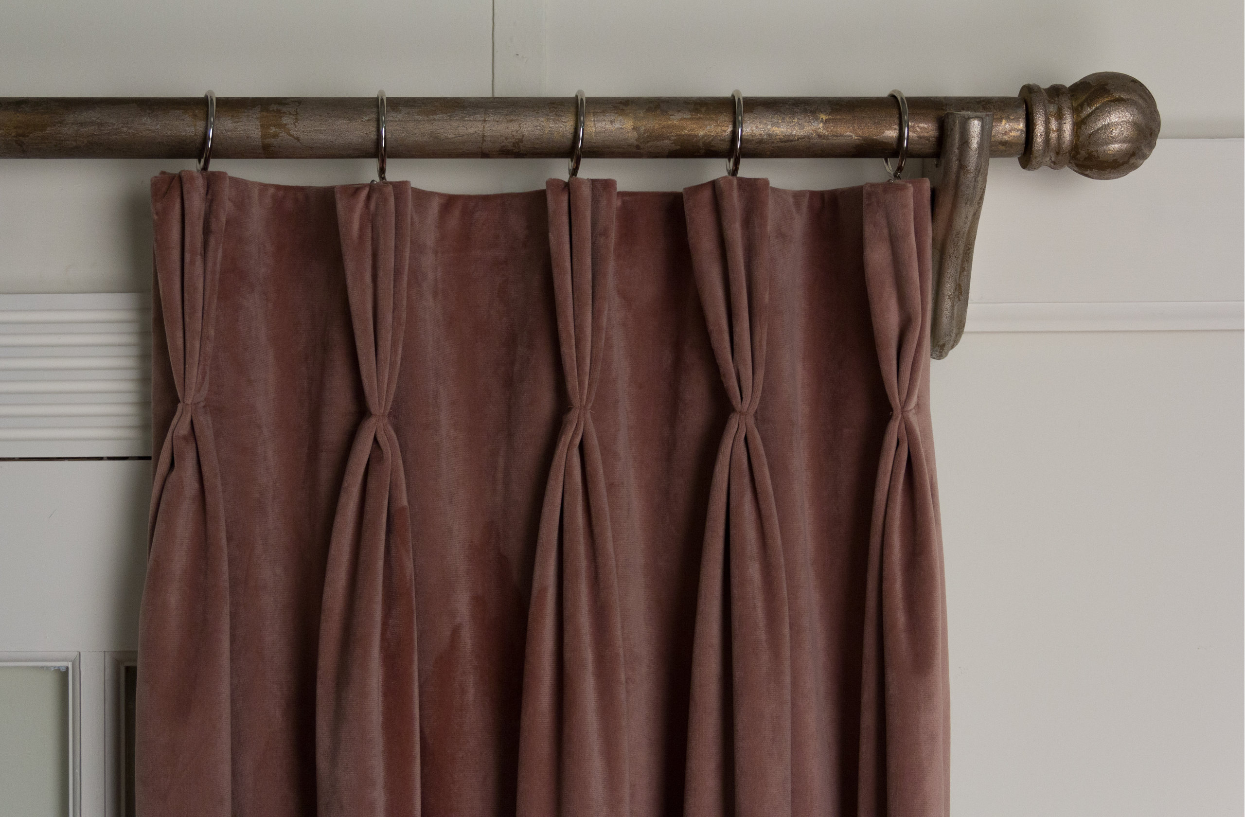 Milan Coral Blush, Luxurious Velvet, Pinch Pleat Drapery Panel, Lined ...