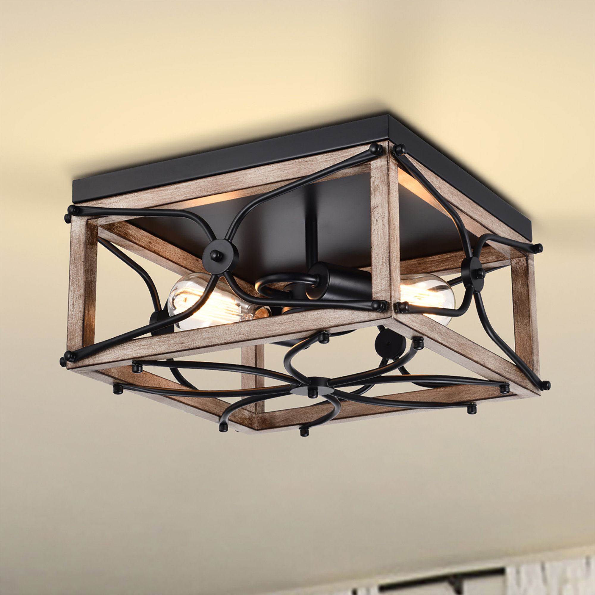 FC10001/2WB Catona 12" 2-Light Indoor Semi-Flush Mount Ceiling Light - Farmhouse - Flush-mount ...