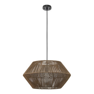 Malay Natural Twine 1-Light Pendant Light - Beach Style - Pendant ...