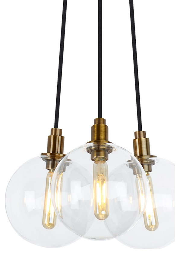 Tech Lighting Gambit MP 3 Light Chandelier, Clear/Aged Brass ...