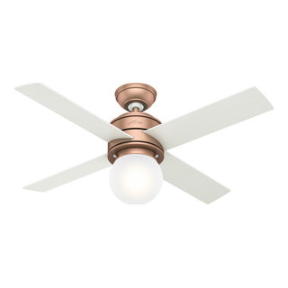 Hunter 44" Hepburn Satin Copper Ceiling Fan With Light Kit and Wall ...