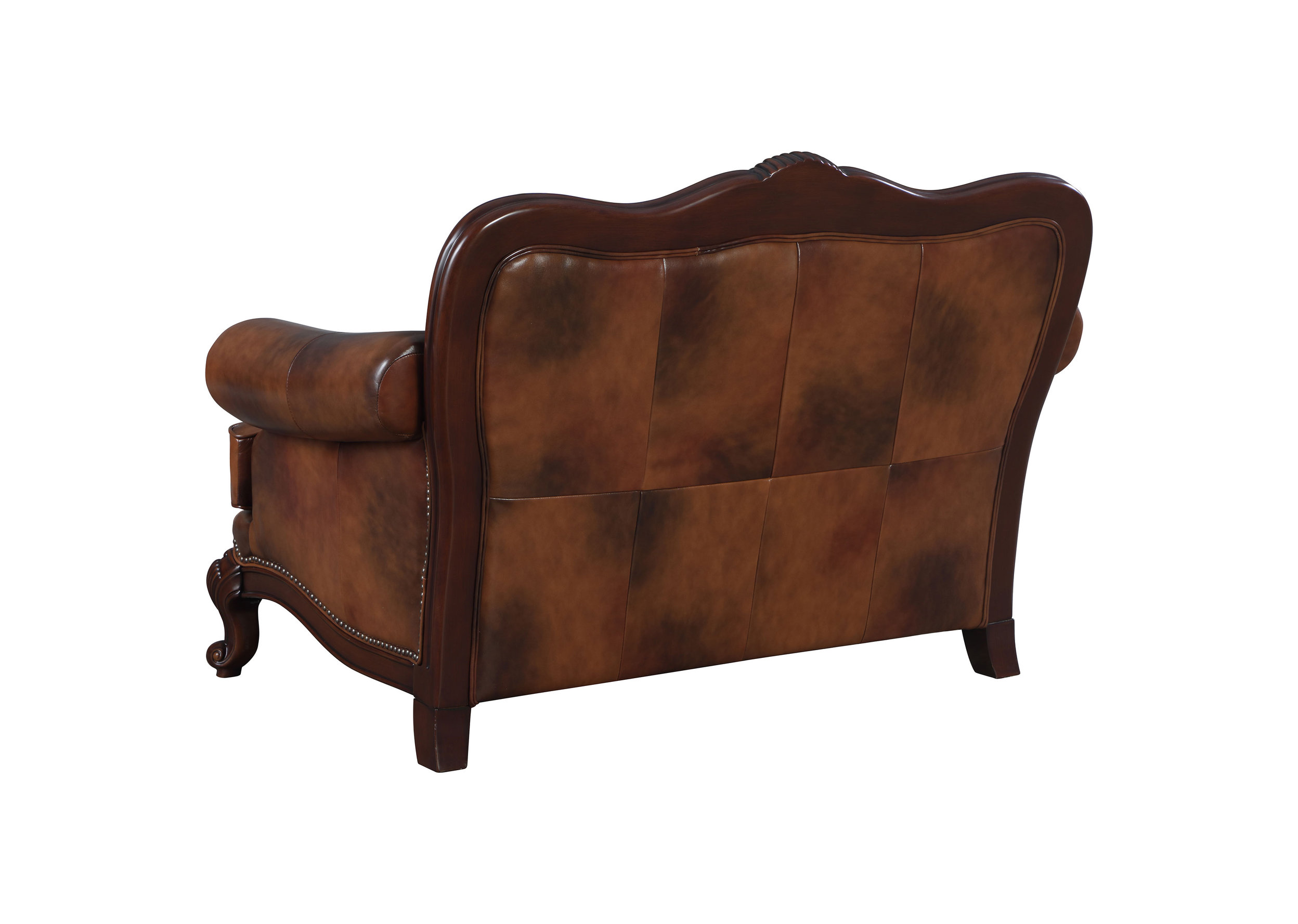 Victoria Full Leather Upholstered Rolled Arm Loveseat Brown - Loveseats ...