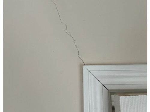 Need ideas to fix or cover persistent stress crack in drywall. | Houzz ...