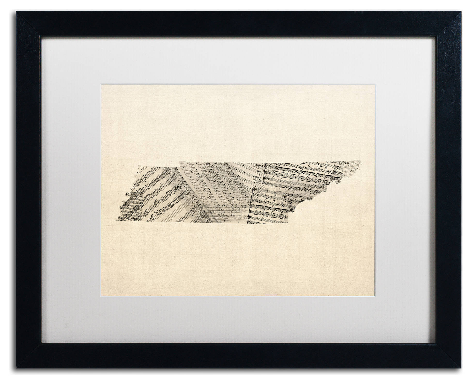 "Old Sheet Music Map of Tennessee" Matted Framed Canvas Art by Michael ...