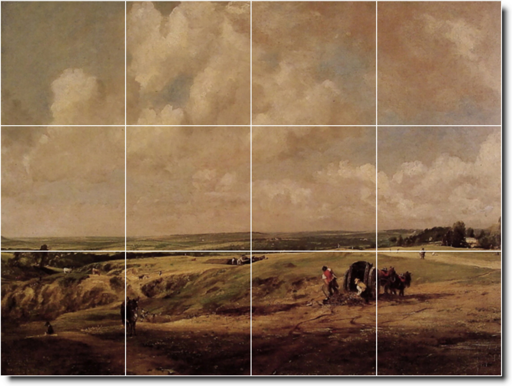 John Constable Country Painting Ceramic Tile Mural #218, 17" Wide x 12. ...