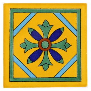 4.25"x4.25" Talavera Mexican Handmade Ceramic Tile,Tulum, Set of 9 ...