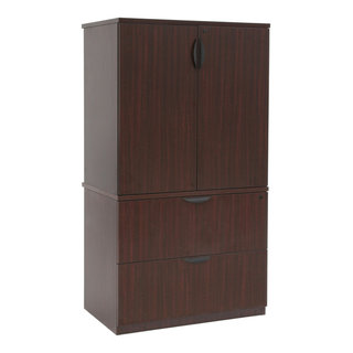 Legacy Lateral File With Stackable Storage Cabinet, Mahogany ...
