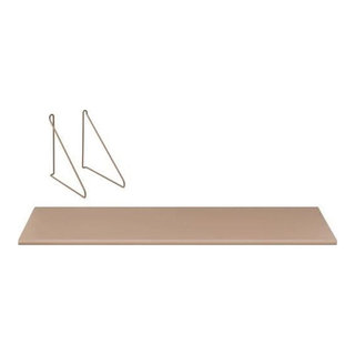 Blomus Panola Oak Wall Shelf with Black Hanging Brackets - Transitional ...