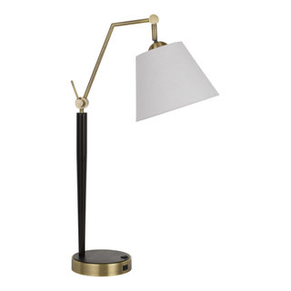 Downbridge Design Metal Desk Lamp with 2 USB Ports, White and Black ...