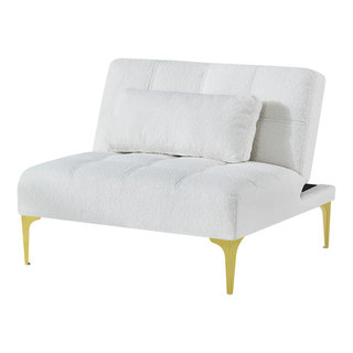 TATEUS Compact Single Chair Futon Versatile Convertible Cozy White ...