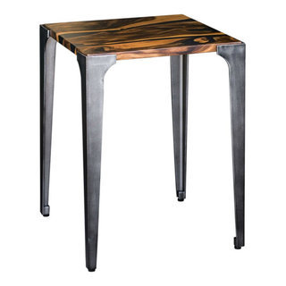 24"Side Table 18.5"W by 18.5" deep Black/Aged Steel, Black/Aged Steel ...