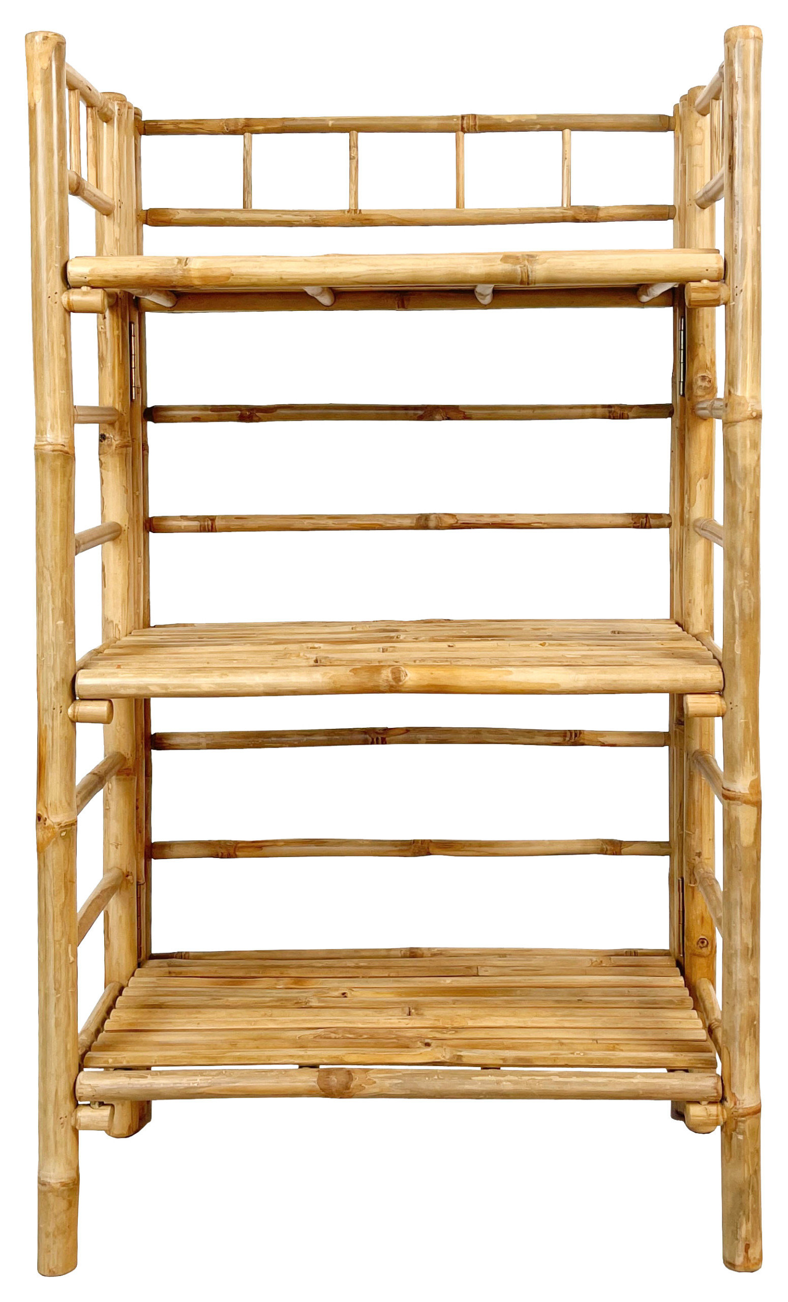 Bamboo Multi-Purpose Freestanding Folding Collapsible 3-tier Bookcase ...