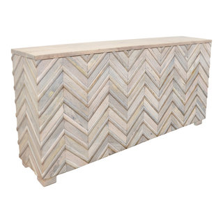 Zane Mango Solid Wood Console Table, Zig-Zag Pattern, White Wash ...