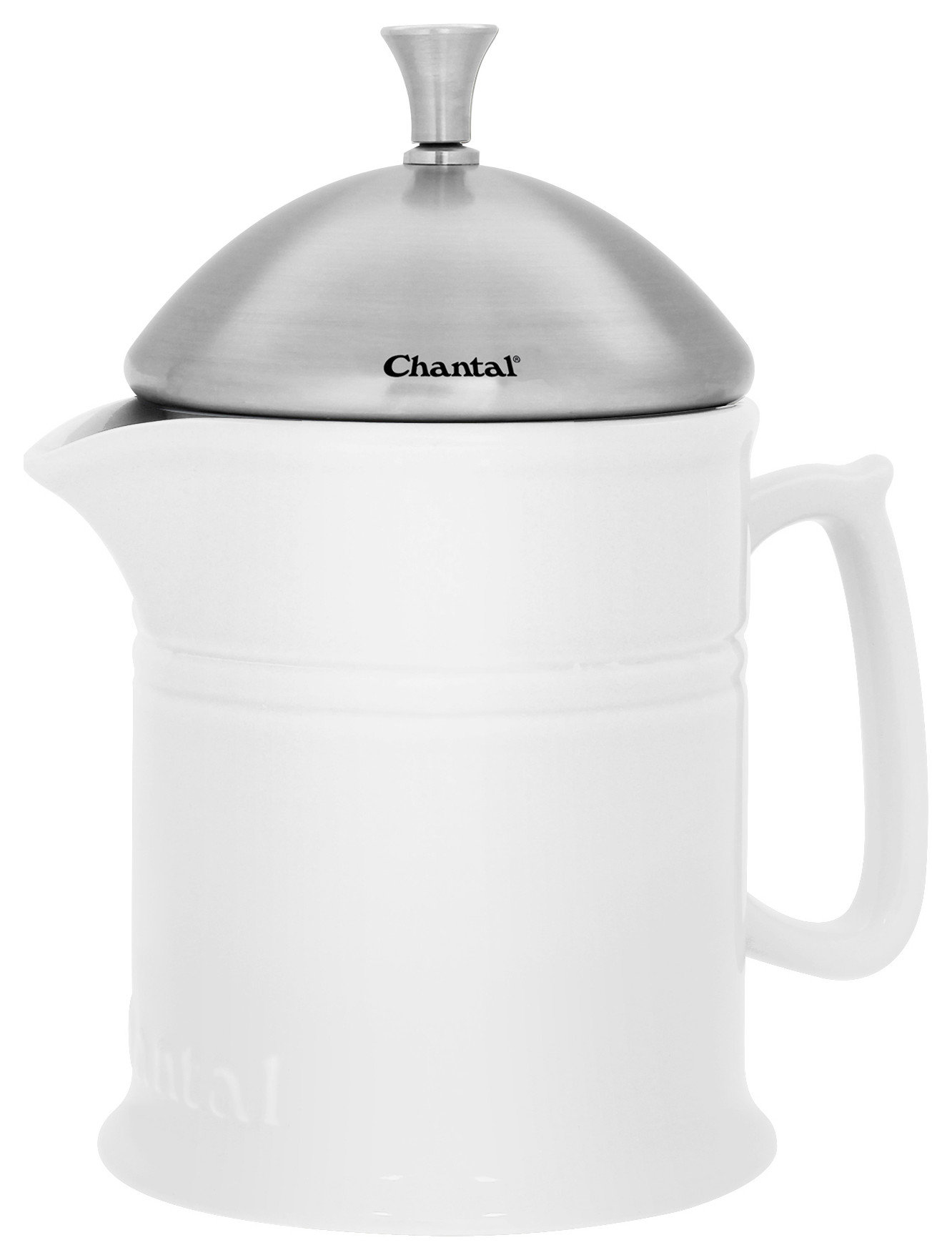 Chantal Glossy White Ceramic 16 Ounce French Press with Stainless Steel ...