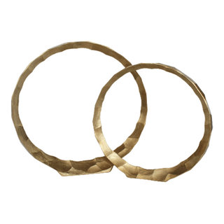 Metal, 2-Piece Set, 14/17" Hammered Decorative Rings, Gold ...