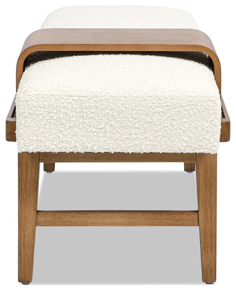 Billie 52" Modern Telephone Bench With Sliding Shelf, Ivory White ...