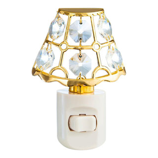 24K Gold Plated Crystal Studded Lamp Shade Night Light With White LED ...
