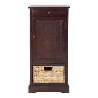 Safavieh Randy Wood Tall Storage Unit in Dark Cherry - Transitional ...