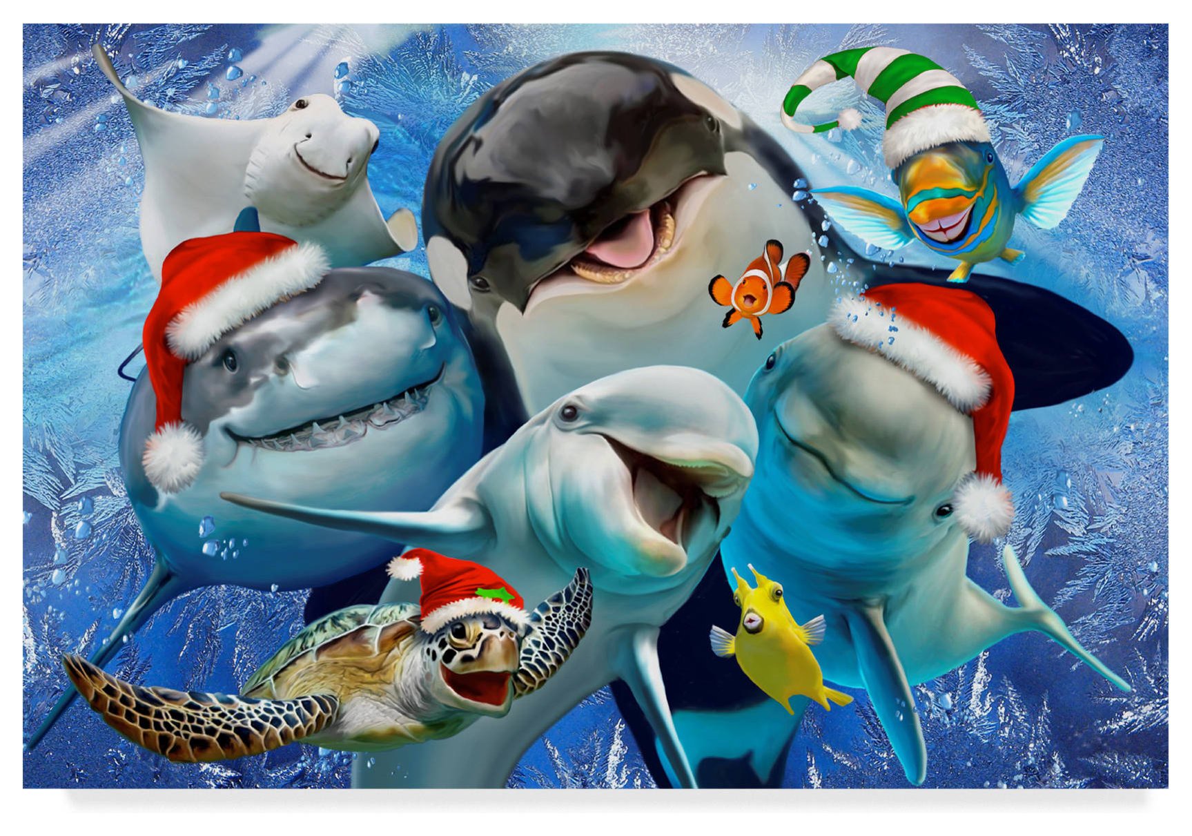 "Christmas Fish" by Howard Robinson, Canvas Art, 22"x32" - Beach Style ...