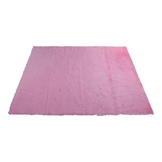 Pink Glitter Faux Fur Rug With Slip Stopping Pad, 5'x7' - Contemporary ...
