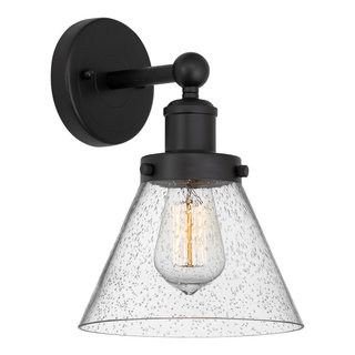 Edison Large Cone 7" Sconce, Matte Black Finish - Industrial - Wall ...