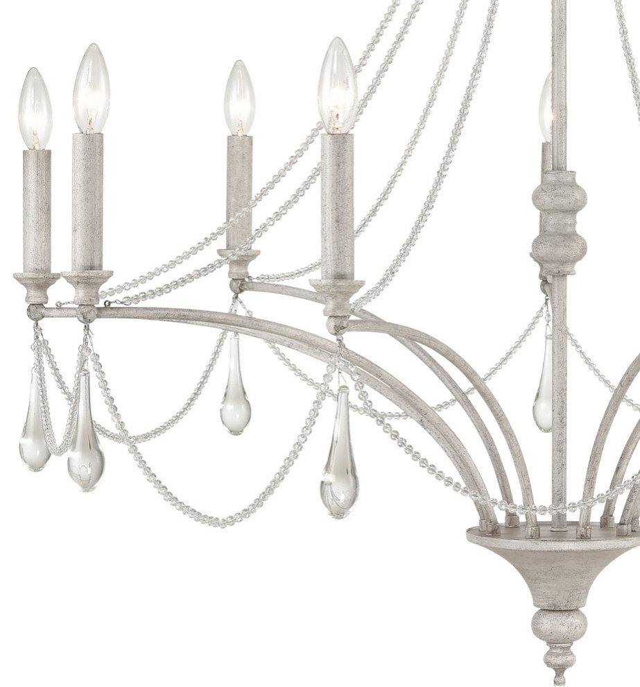 French Parlor 38" Wide 9-Light Chandelier, Vintage White - French ...