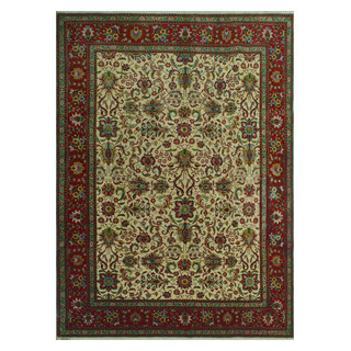Semi Antique Martin Ivory/Red Rug, 9'7x13'0, 9'7x13'0 - Traditional ...