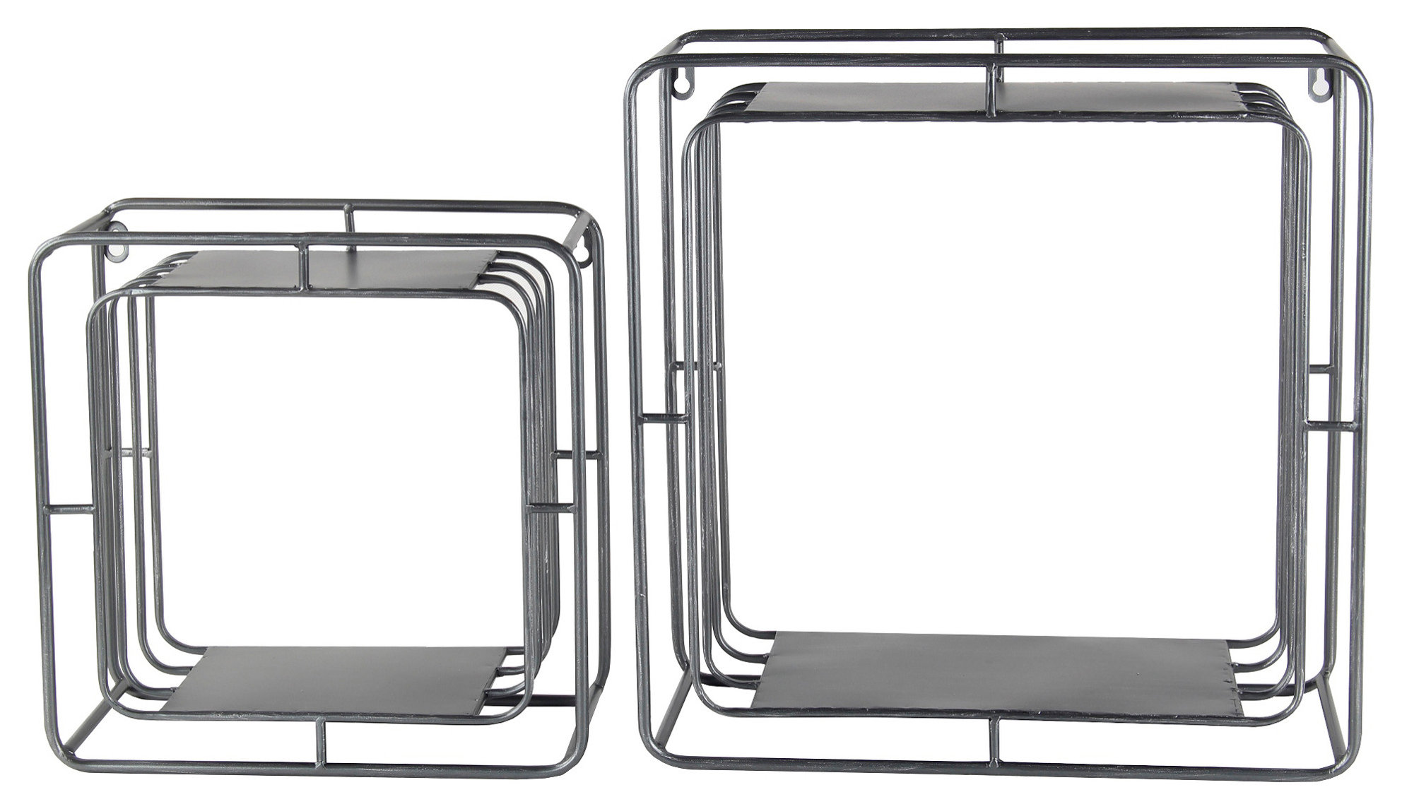 Square Metal Wall Cubes with Open Shelf, Set of 2, Silver - Industrial ...