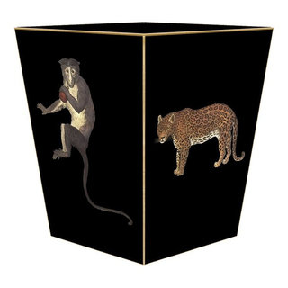 Leopard, Zebra and Monkeys Wastepaper Basket - Traditional ...