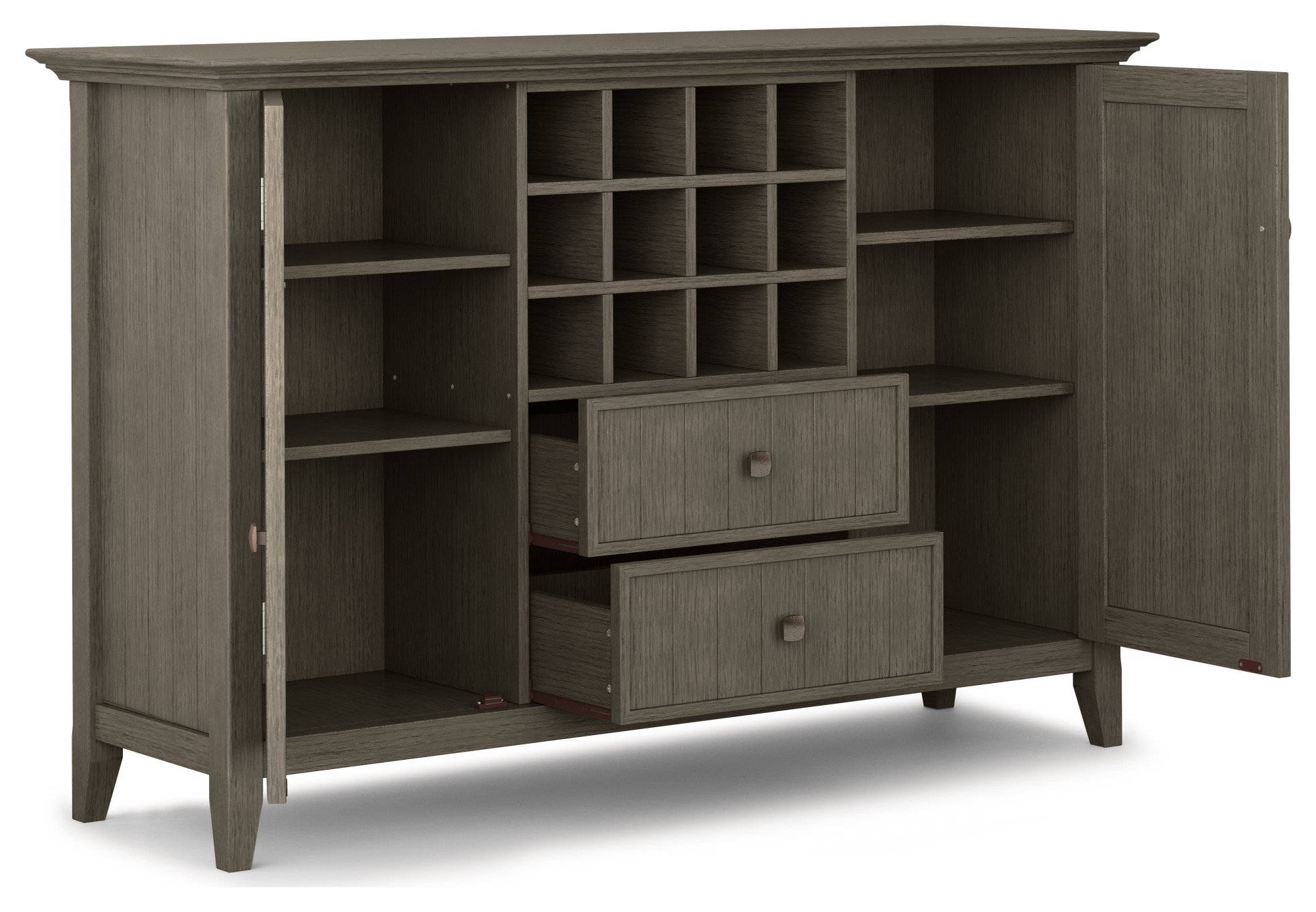 Bedford Solid Wood 54 Inch Wide Sideboard Buffet And Wine Rack In ...