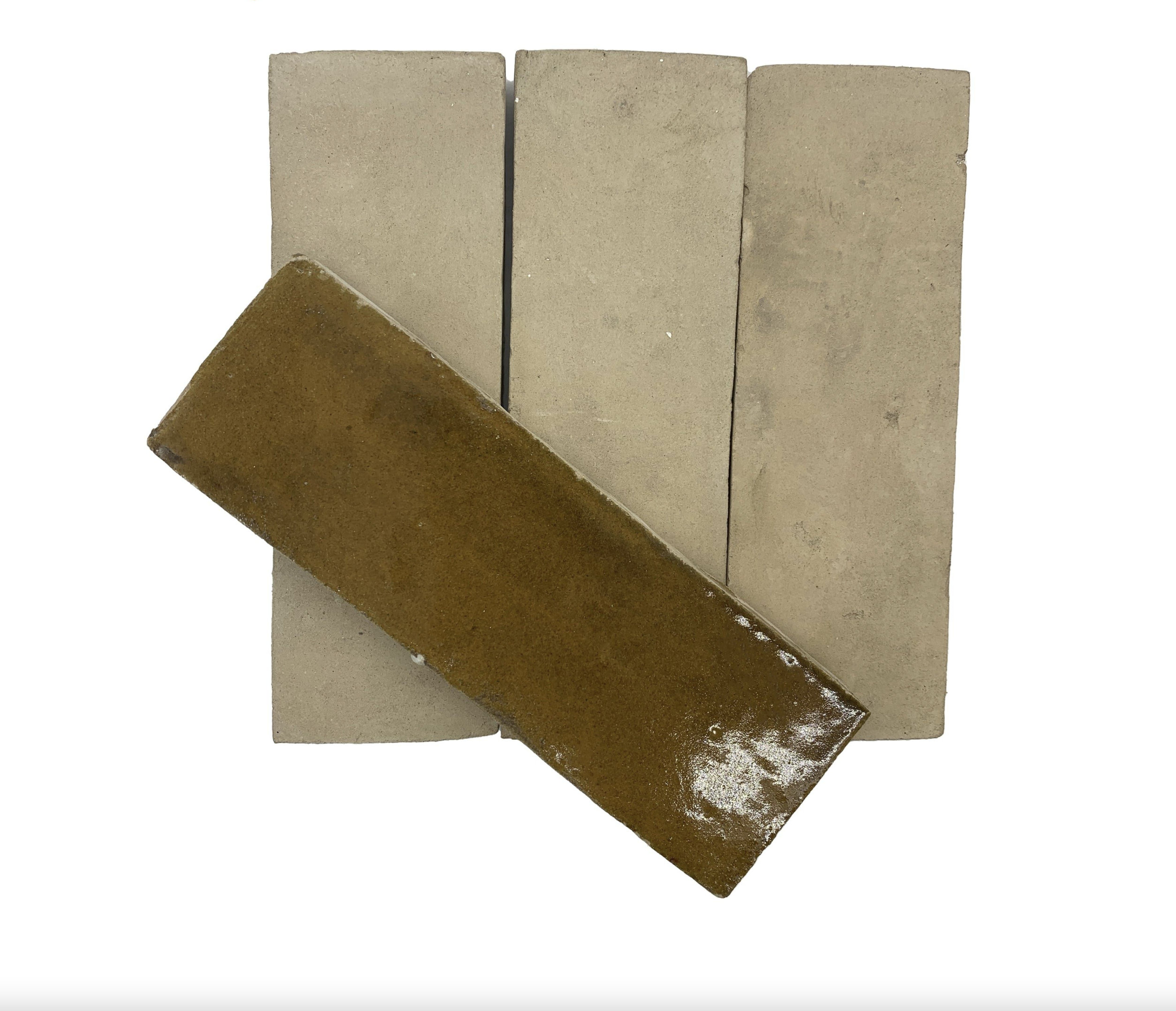 Moroccan Handmade 2x6 Solid Color Zellige Tile, Caramel, Piece ...