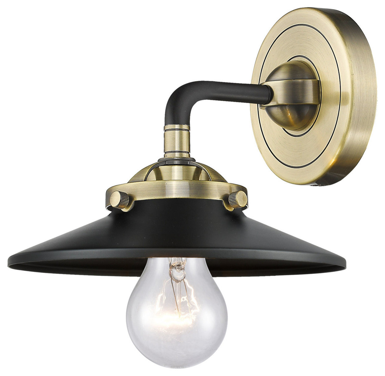 Nouveau Railroad 1 Light Wall Sconce, Black Antique Brass, Matte Black ...