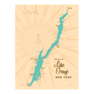 Lakebound Lake George New York Map Art Print, 9"x12" - Contemporary ...