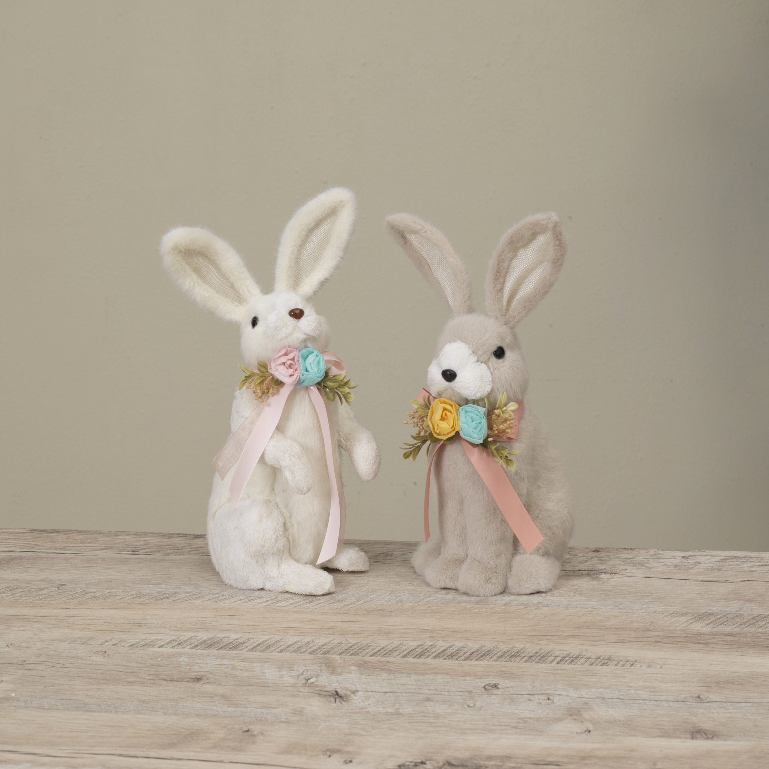 Set of 2, 12.25" Handcrafted Bunnies - Holiday Accents And Figurines - by Gerson Company | Houzz
