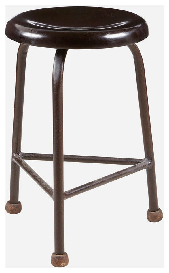 Iron Triangle Stool With Wood Seat - Industrial - Bar Stools And ...