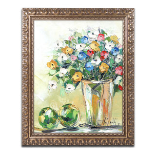 Hai Odelia 'Spring Flowers in a Vase 5' Ornate Framed Art, 16x20 - Traditional - Prints And ...