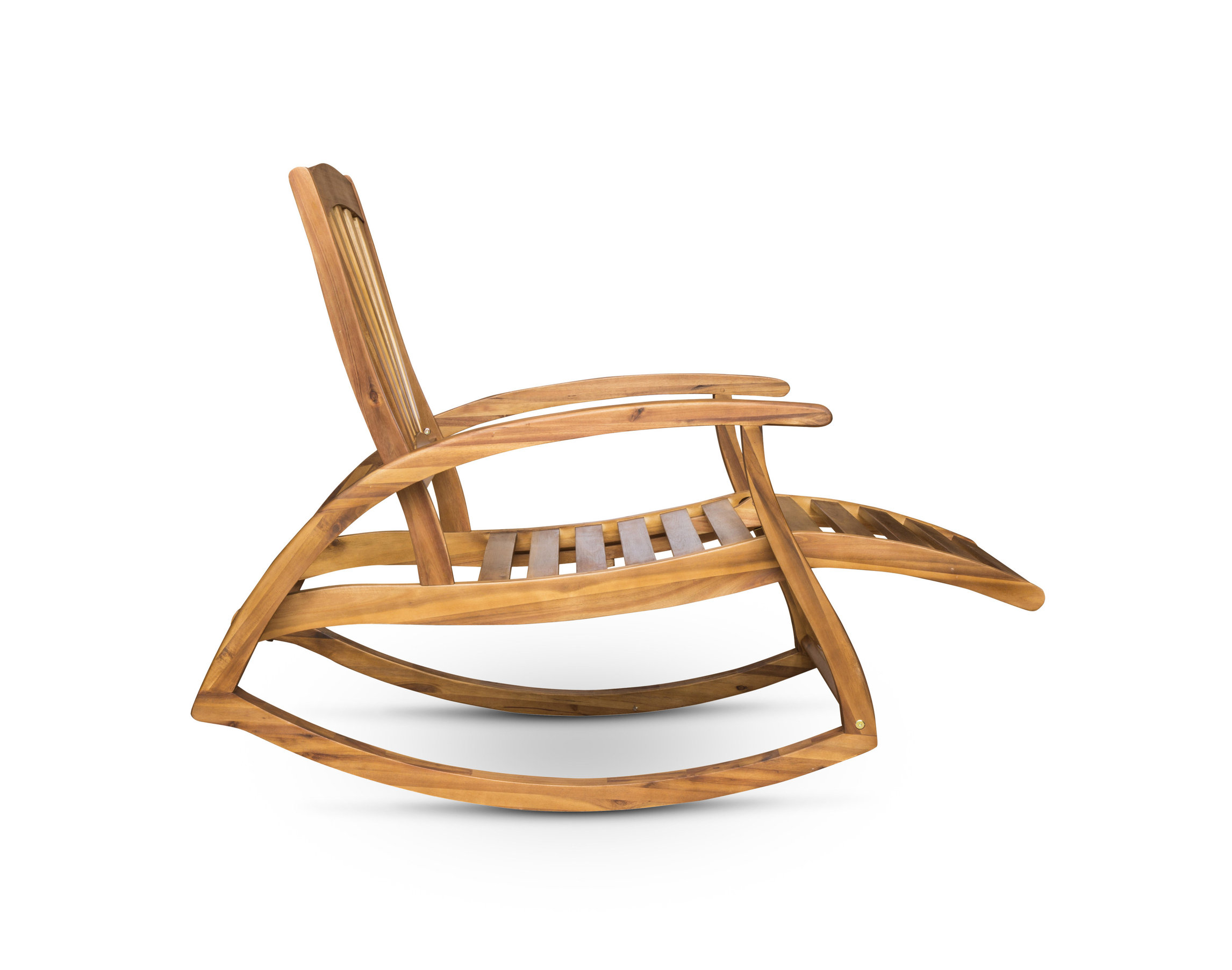 GDF Studio Alva Outdoor Acacia Wood Rocking Chair With Footrest ...