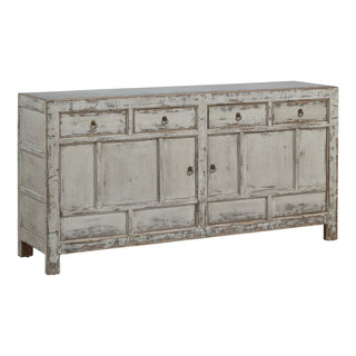 New Haven Distressed Pine Sideboard with Metal Hardware - Farmhouse ...