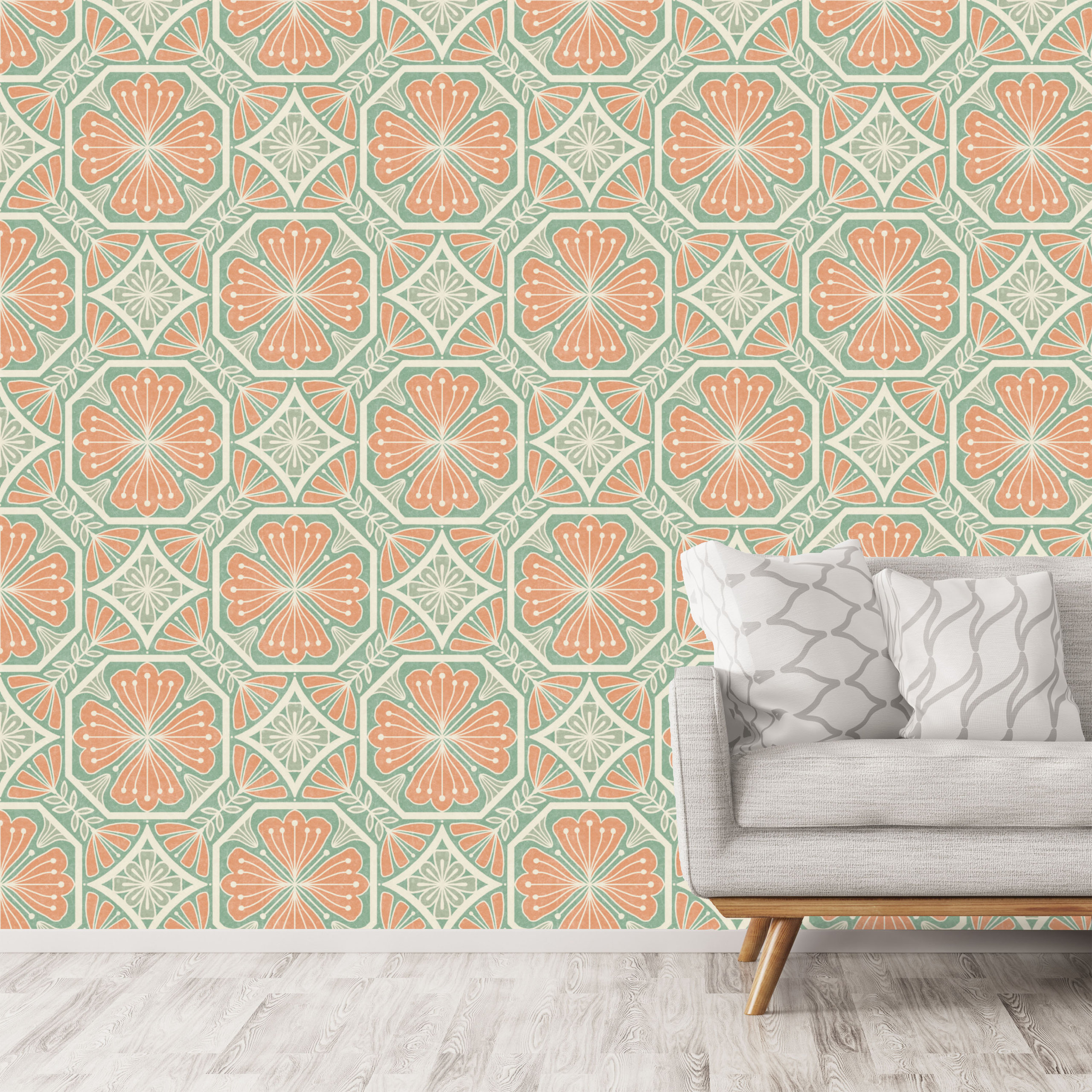 Daphne Green Wallpaper, Sample 12"x8" - Contemporary - Wallpaper - by ...