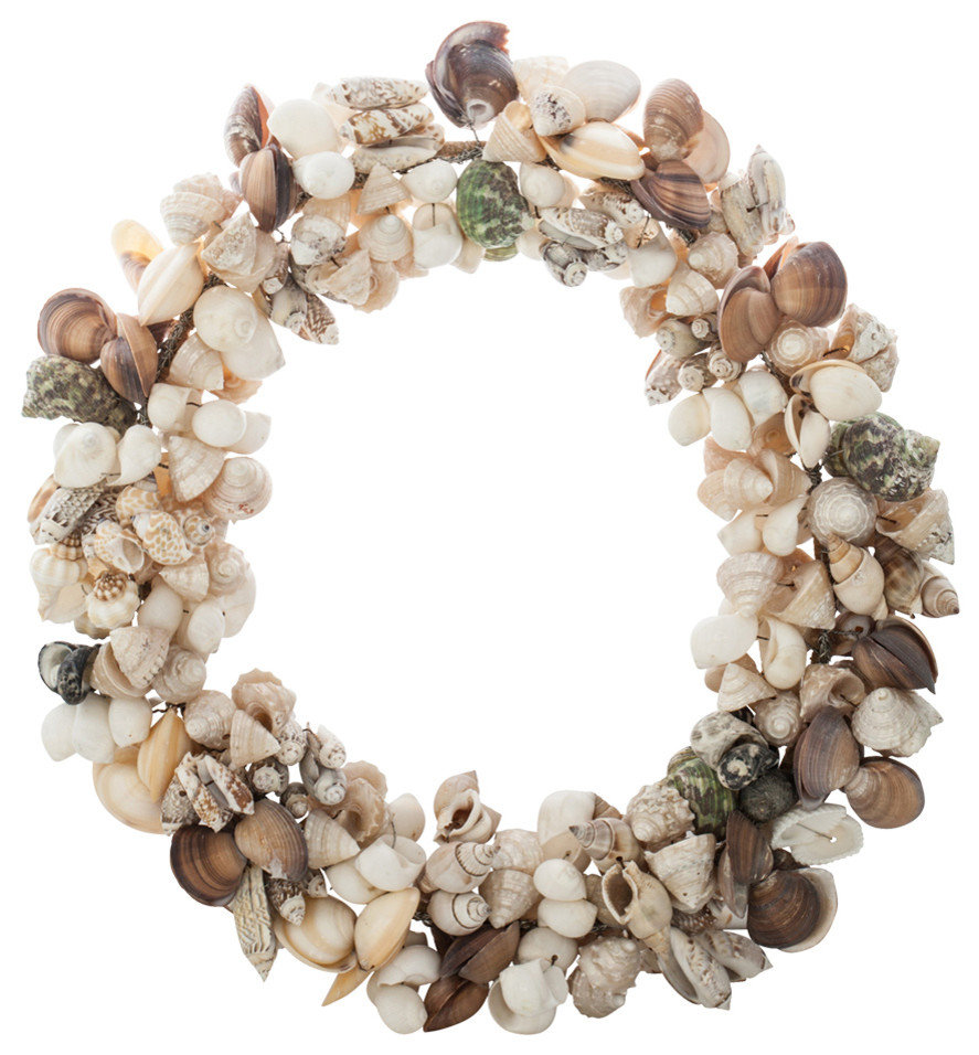Assorted Natural Shell Wreath, 11" Diameter - Beach Style - Wreaths And ...