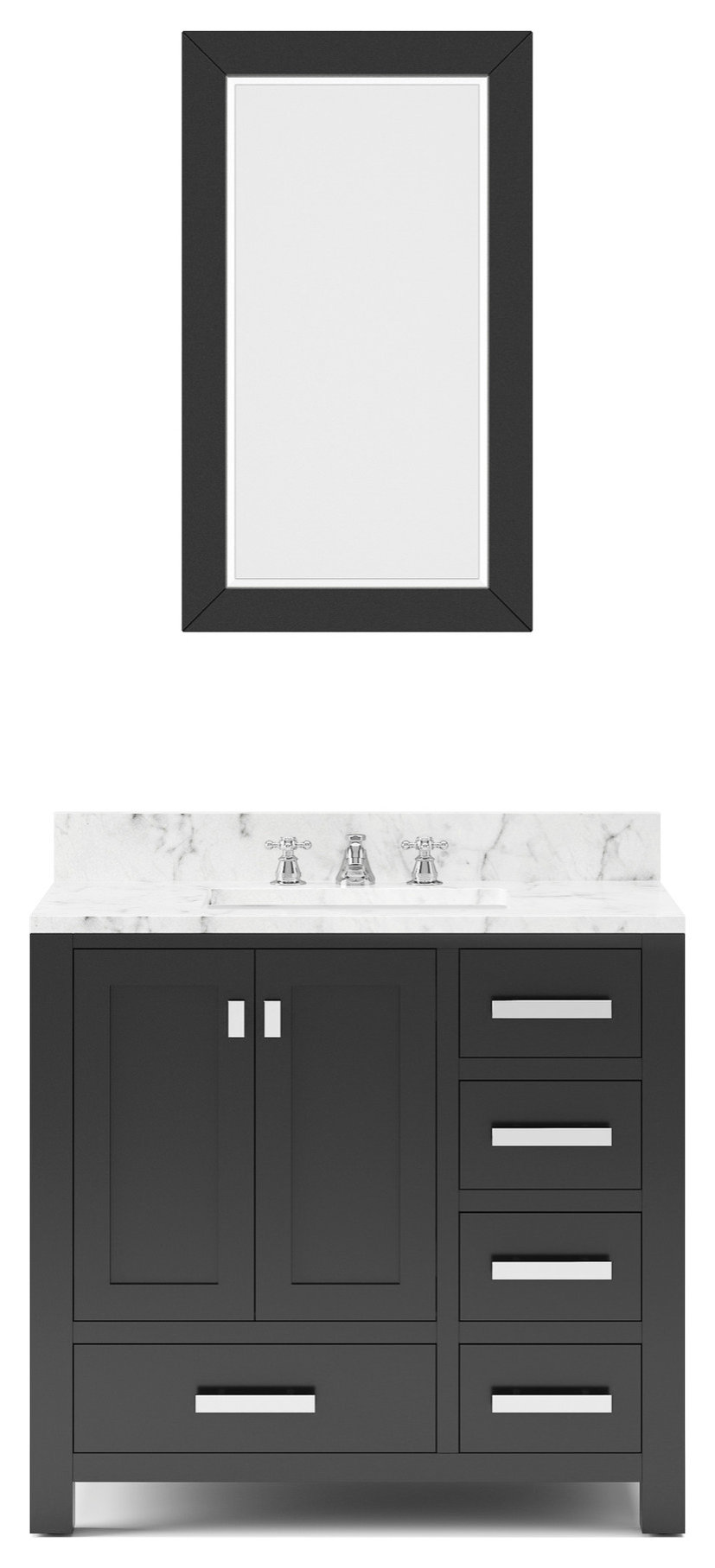 36" Wide Dark Espresso Single Sink Bathroom Vanity With Matching Mirror ...