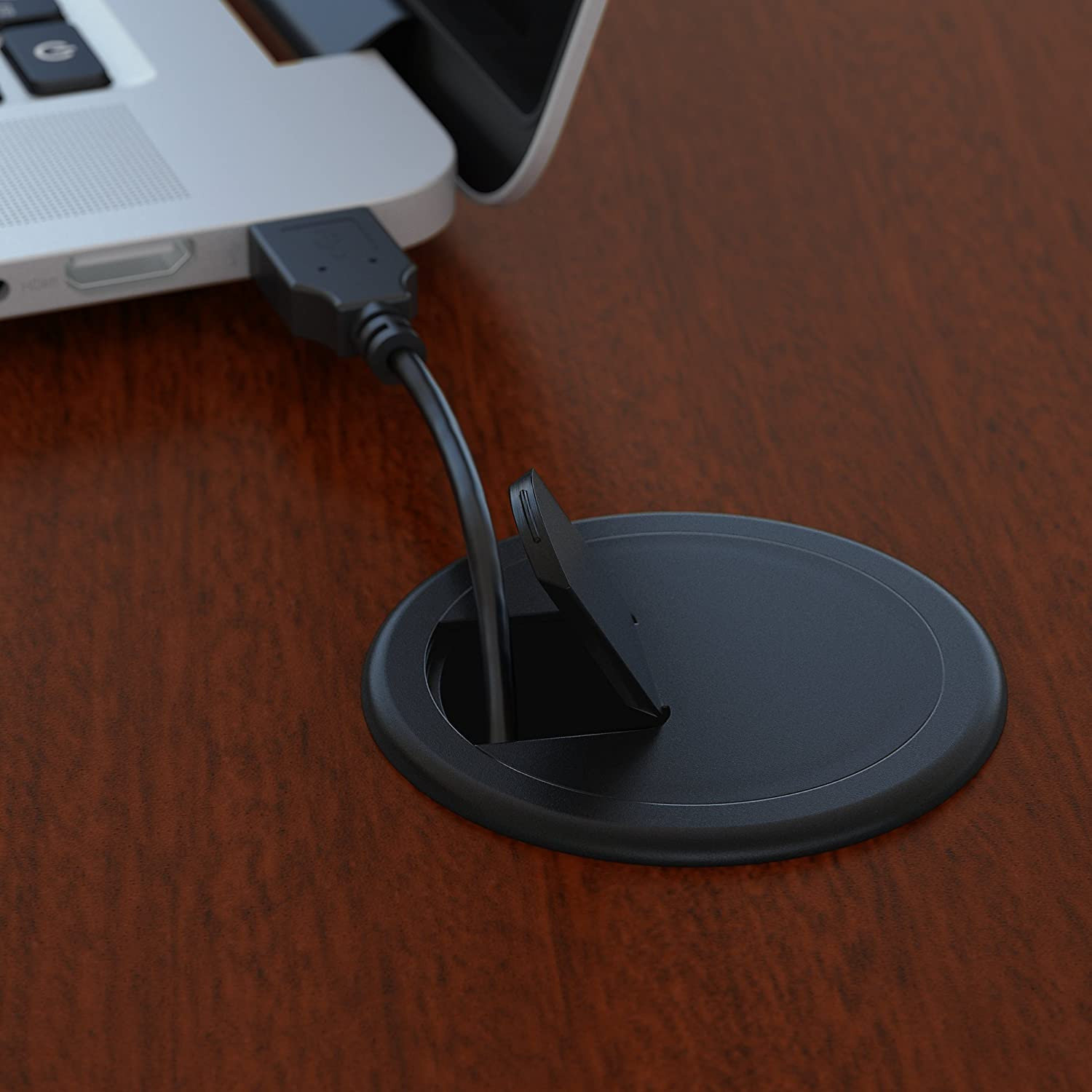 Rectangular Desk, Spacious Worktop With Rugged Edge and Grommet ...