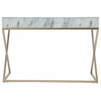 Faux Marble Writing Desk with Storage - Contemporary - Desks And ...