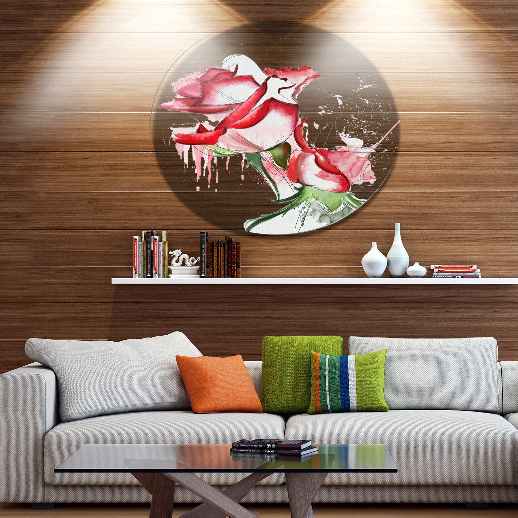 Fantastic Red Roses Watercolor, Floral Disc Metal Wall Art, Disc of 23 ...