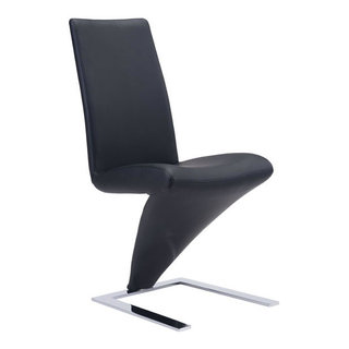 HomeRoots Set of 2 Shazam Modern Black Faux Leather Dining Chairs ...