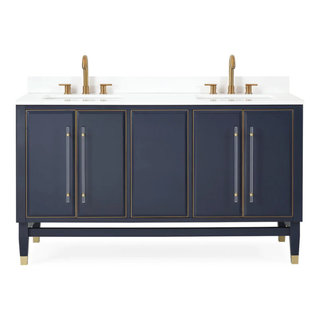 60" Navy Blue Bertone Double Bathroom Sink Vanity - Model # Q169NB ...